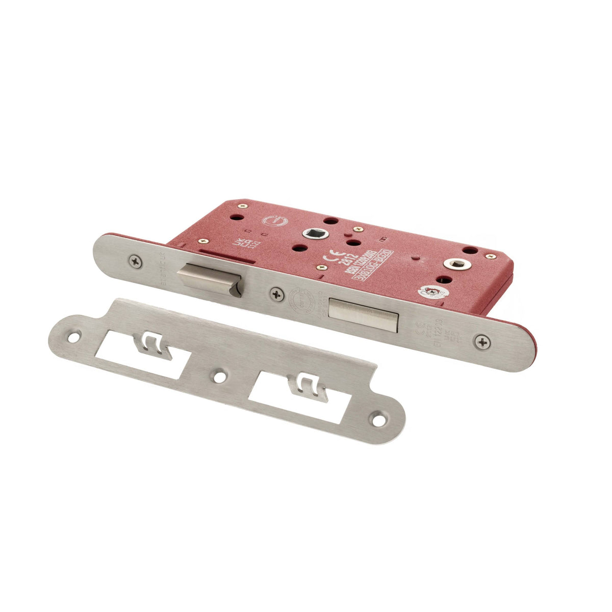 Atlantic DIN Radius Bathroom Lock Double Turn 60mm backset - Satin Sta ...