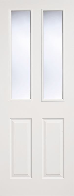 White Moulded Glazed 2 Panel-2L Primed Internal Door — Door Distributors